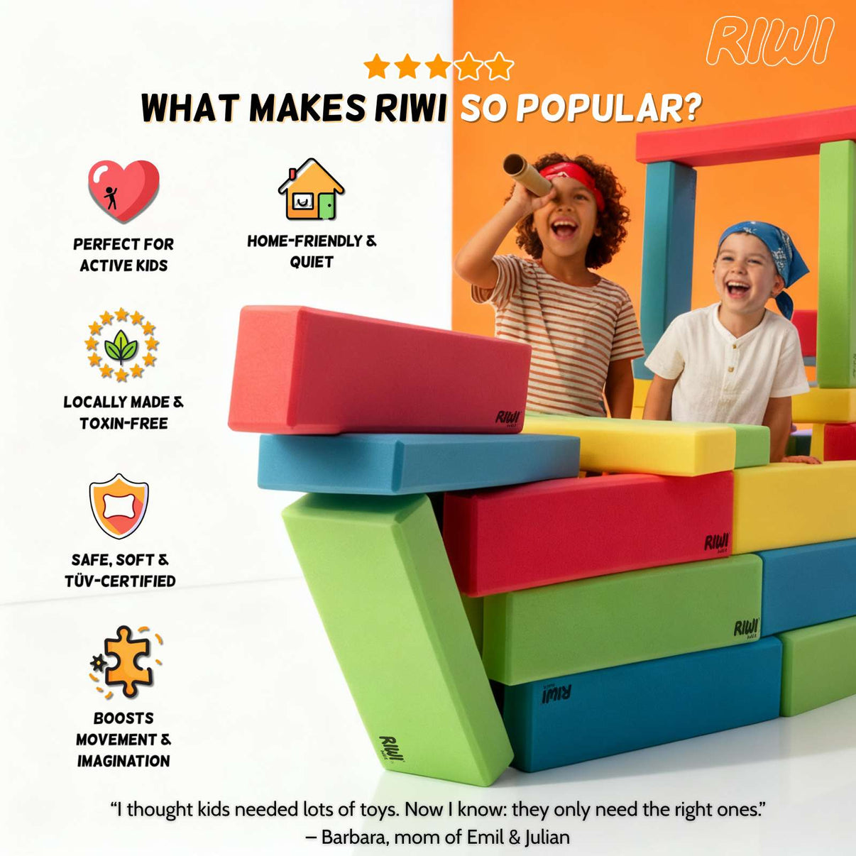 RIWI® XXL Building Blocks! – Endless Play, Big Creativity, Safe for ...